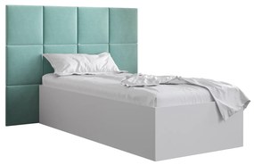 Jednolůžková postel s čalouněným čelem 90 cm Brittany 4 (bílá matná + mátová) (s roštem). 1046014