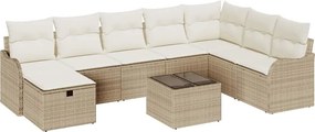 Set pohovek 9 ks 8-Počet míst Béžová a krémová polyratan 3359040