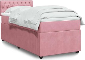 Box spring postel s matrací růžová 90x200 cm samet 3289949