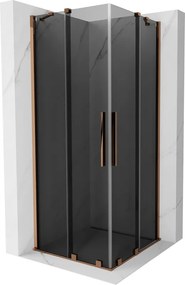 Mexen Velar Duo, sprchový kout s posuvnými dveřmi 80 x 80 cm, 8mm šedé sklo, růžové zlato, 871-080-080-42-60