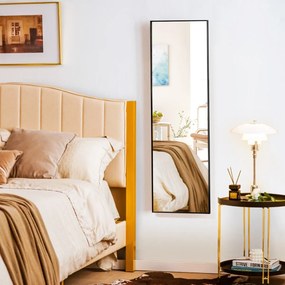 Costway Závěsné zrcadlo celorozměrné zrcadlo s rámem černé – 120 × 37 × 2 cm