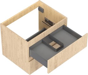 Mexen Rivel koupelnová skříňka pod umyvadlo 60 cm, 2 zásuvky, drážkovaná, dub - 91A20-06047-2-BFF81