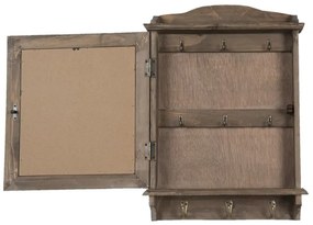 Hnědá dřevěná skříňka na klíče s křídovou tabulkou – 34x8x47 cm