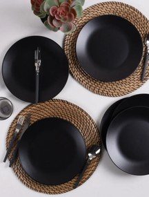 Keramická sada 6 ks talířů Matte Black 25 cm černá