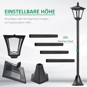 Outsunny Solární zahradní lucerna Lantern Path Light s LED 40 lumenů černá 18 x 18 x 160cm | Aosom