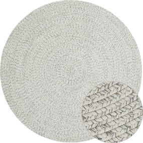 Hanse Home, Kusový koberec Braided 105553 Light Melange kruh – na ven i na doma, 150x150 (průměr) kruh, bílá, chodba / předsíň