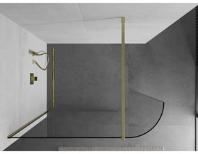 Mexen Kioto, sprchová zástěna Walk-In 150 x 200 cm, 8mm čiré sklo, zlatý matný profil, 800-150-101-55-06
