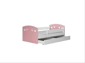 Kocot Kids Dětská postel Julia 160 x 80 cm se zásuvkou a zábranou - růžová