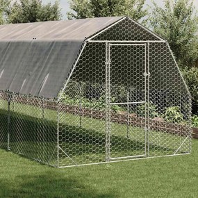 Výběh pro slepice se střechou 2,5x8x2,25 m pozinkovaná ocel 3328523