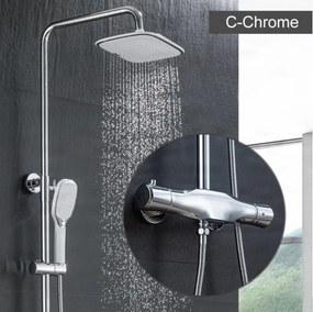 Nástěnný termostatický sprchový systém EYN TB1845 s vodopádovým výtokem ve více barevných provedeních — Chrom