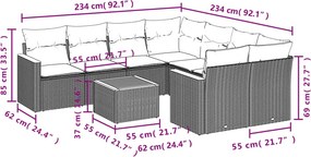 9dílná zahradní sedací souprava s poduškami béžová polyratan 3258230