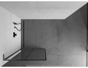 Mexen Kioto L, sprchová zástěna Walk-In 90 x 200 cm, 8mm čiré sklo černý vzor, ​​grafitový profil, 800-090-103-66-77