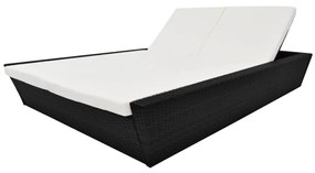 Zahradní postel s poduškou polyratan černá,  42903 HangarStore.cz