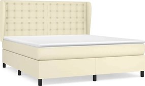 Box spring postel s matrací krémová 160x200 cm umělá kůže 3129041