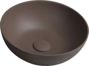 Sapho Formigo - Umyvadlo na desku průměr 39 cm, bez přepadu, bez otvoru pro baterii, matná tmavě hnědá FG315