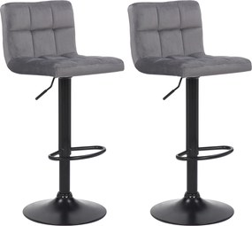 Sada 2 barových židlí Feni samet – šedá