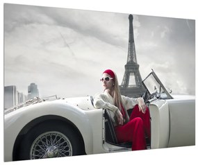 Obraz Eiffelovy věže a auta (90x60 cm)