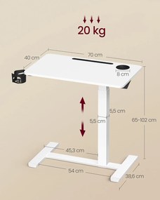 Výškově nastavitelný odkládací stolek Vasagle Elev 70 cm bílý