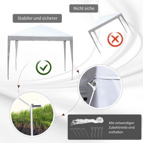 Skládací altán Outsunny 2,95x2,95 m s UV ochranou, skládací, ocel a tkanina Oxford, bílý, pro zahradní párty a akce | Aosom.de