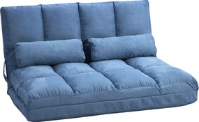 Rozkládací pohovka 2 v 1 HOMCOM, 102L x 73W x 60H cm, s třísměrně nastavitelným opěradlem, sedák, samet, ocel, modrá| Aos