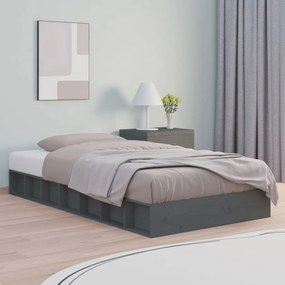 Rám postele šedý 135 x 190 cm Double masivní dřevo,  820713