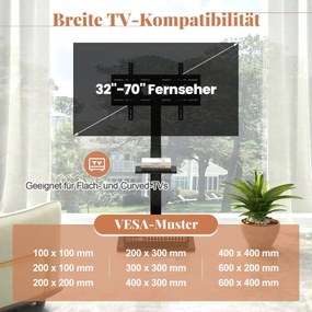 Costway Televizní stojan pro 32-70 palcové ploché a zakřivené televizory až