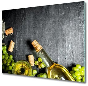 Skleněná krájecí deska Bílé víno a ovoce 60x52 cm