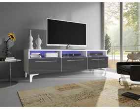 TV stolek Cleo II-W, Barva: bílá / černý lesk