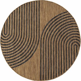 Černý/hnědý kulatý vnitřní a venkovní koberec ø 80 cm Mira 1453 – Ayyildiz Carpets