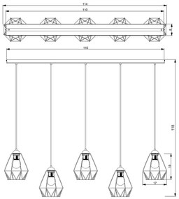 Lustr na lanku BERGEN 5xE27/60W/230V černá/lesklý chrom