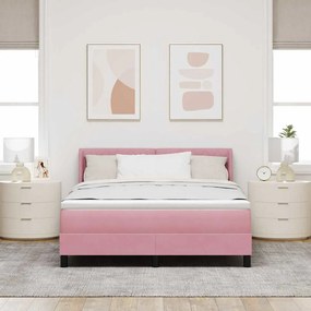 Postel s boxspringem s čelo Růžová 200 x 140 cm samet 3341419