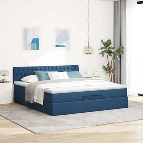 Osmanský rám postele s matrací modrá 160x200cm textil 3311559