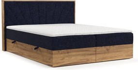 Boxspring postel s úložným prostorem v tmavě modro-přírodní barvě 140x200 cm Asahi – Maison de Rêve