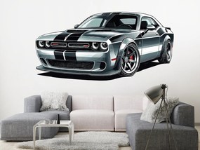 Dodge Challenger textilní přelepitelná samolepka na zeď arch 45 x 22 cm