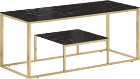 vidaXL Konferenční stolek nerezová ocel a tvrzené sklo [350020] Barva: Zlatá a černá