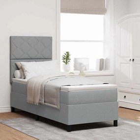 Postel s boxspringem s čelo Světle šedá 80 x 200 cm textil 3339420