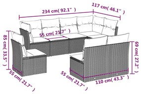 vidaXL 8dílná zahradní sedací souprava s poduškami polyratan [3217756] Barva: Hnědá a krémová