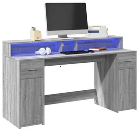 Psací stůl s LED šedý sonoma 160 x 55 x 91 cm kompozitní dřevo 3309434