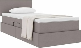 Postel s úložným prostorem a matrací Taupe 90 x 200 cm Samet 3370422