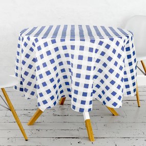Ubrus PVC kulatý DC-1085 – Venkovská kostka modrá(různé velikosti)
