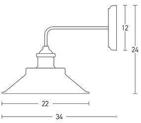 Zambelis 1465 nástěnné svítidlo černé/bronz, 1xE27, 24cm