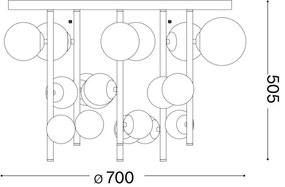 Ideal Lux - LED Lustr na tyči PERLAGE 18xG9/3W/230V pr. 70 cm černá/kouřová