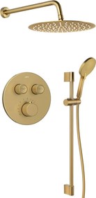 Sapho Smart Select - Sprchový set s termostatem pod omítku, s tělesem, 30x30 cm, matná zlatá RP032GB-02