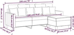 3místná pohovka s podnožkou taupe 180 cm textil 3201096