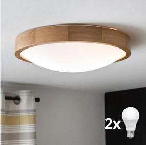 Brilagi - LED Stropní svítidlo CARVALHO SLIM 2xE27/15W/230V dub pr. 37 cm