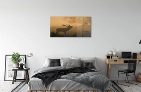 Obraz na skle jelen sunrise 140x70 cm