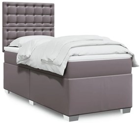 Box spring postel s matrací šedá 100x200 cm umělá kůže 3293010