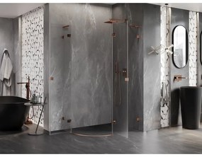 Mexen Lunar, L pravý půlkruhový sprchový kout 100 x 70 cm, 8mm čiré sklo, profil růžové zlato, 833L-100P-070L-60-00