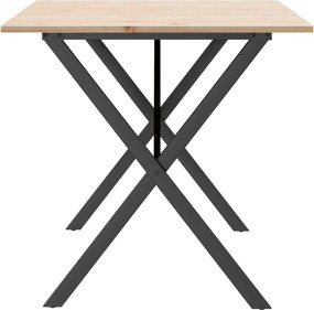 Jídelní stůl s X rámem 160 x 80 x 75 cm borové dřevo a ocel 3282699