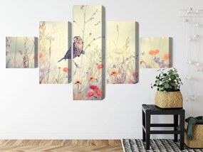 Vícedílný obraz Pták Mezi Divokými Květinami Nedostatek Nedostatek Plátno Canvas 250x150
